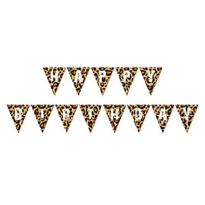 Kristin Paradise Leopard Print Happy Birthday Banner, Safari Party Sign, Jungle Animals Theme Decorations, Boy Girl Baby Shower Supplies, Bday Kids 1st First Decor