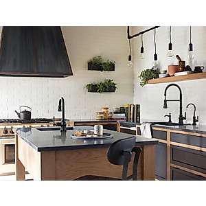 Moen Paterson Matte Black One-Handle Pull-down Kitchen Faucet with Spray Head and Power Boost, Includes Interchangeable Handle, S72003BL