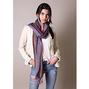 Anika Dali Women’s Jewel Shimmer Multicolor Stripe Scarf, Metallic Pashmina Shawl (Purple Dazzle)