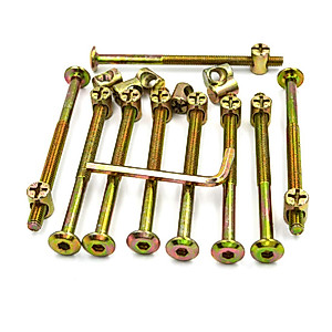 Socell M6 x 90mm Zinc Plated Hex Drive Socket Cap Furniture Barrel Screws Bolt Nuts Assortment Kit for Furniture Cots Beds Crib Hardware Screws Crib and Chairs(Pack of 15 and 1 Hex Key for Free)