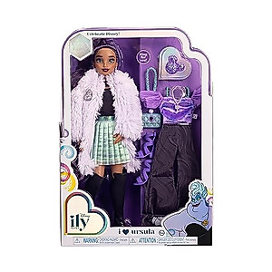 Disney ily 4EVER Dolls Disney 100 - Ursula 11.5" Tall with 13 Points of Articulation, Two Complete Mix-and-Match Outfits and Glittery Mickey Ring for You!