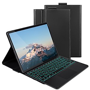 Keyboard Case with Touchpad Backlit Compatible with Surface Pro X 13-Inch, Case with Detachable Bluetooth Keyboard US Layout and Trackpad for Surface Pro X 13-Inch, Black