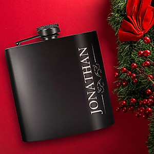Klin Living Personalized Custom Flask for Men, Groomsmen Flask, Engraved for Men, Women, Groom, Personalized Groomsmen Gifts, 6 oz with Mini Funnel (1)