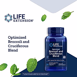 Life Extension Optimized Broccoli & Cruciferous Blend – Broccoli Seed, Rosemary, Cabbage Extract Green Vegetable Food Supplement - Gluten-Free, Non-GMO, Vegetarian – 30 Tablets