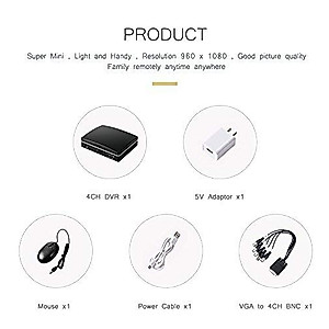 Eversecu 4ch Mini CCTV Video Recorder, Hybrid DVR/NVR Support 1080P AHD/HD-TVI/HD-CVI/CVBS and IP Cameras, Support E-Sata HDD/SD Card for recording, with Remote view App and PC software