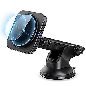 ESR HaloLock Dashboard Magnetic Wireless Charger, Compatible with MagSafe Car Charger, Windshield Car Mount Compatible with iPhone 14/14 Plus/14 Pro/14 Pro Max and 13/12 Series, Black