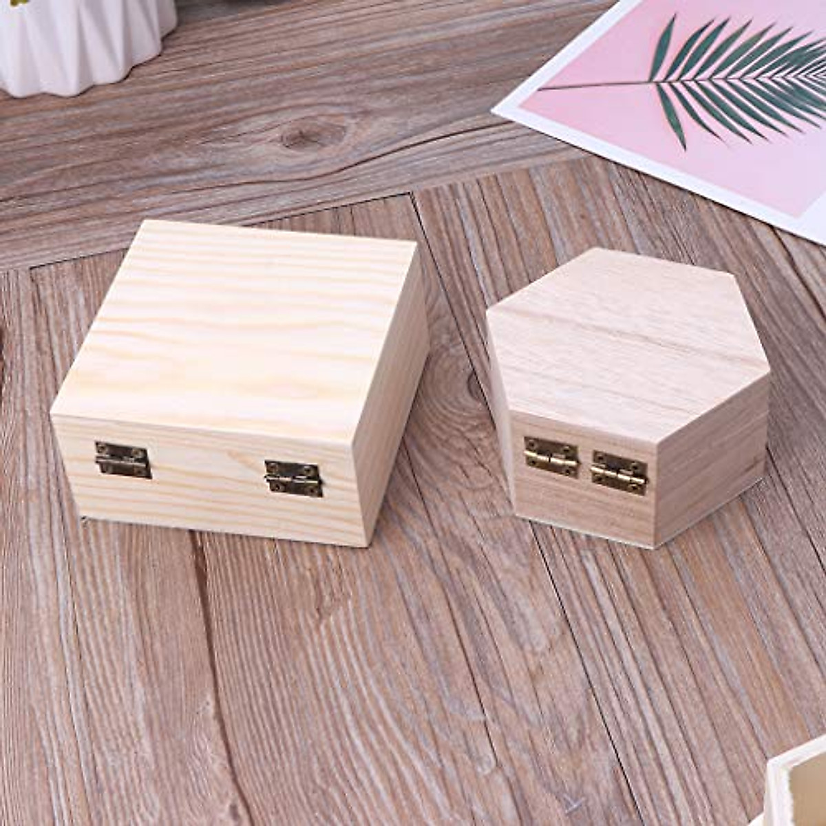 SOFEA Natural Wood Box Unfinished Plain Wooden Jewelry Storage Painting Art DIY Craft