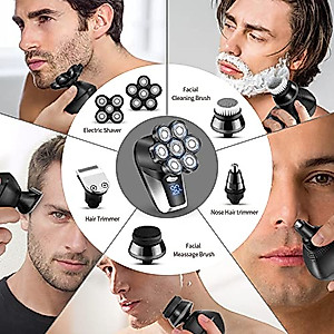 vsmooth Head Shavers for Bald Men Rotary Shavers Multifunctional Close Face Shaving for Man Cordless Electric Shaver for Balding Head Men Waterproof Electric Razor Mens Rechargeable Bald Head Shavers