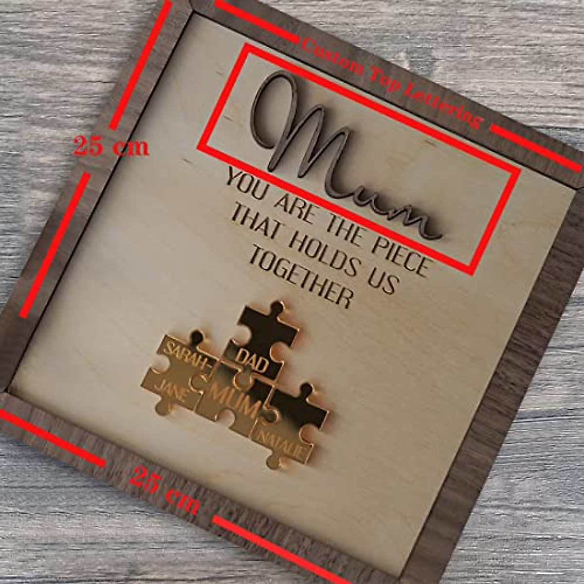 Personalized Mom Puzzle Card Mother’s Day Puzzle Sign, Mom You are The Piece that holds us together Sign,Personalized Family Wooden Plaque Gift for Mom from daughter, Gift for Grandma,wife (Acrylic)