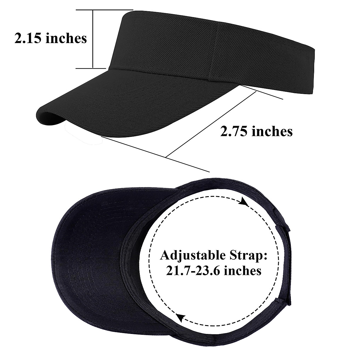 Cooraby Sports Sun Visor Hats Adjustable Sun Visor Caps for Women and Men Black, White