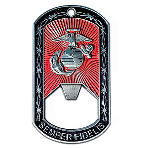 U.S. Marine Corps (USMC) Dog Tag Bottle Opener or Challenge Coin | Perfect Veteran, Marine & Military Gift |