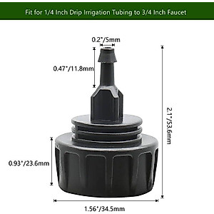 Yulaiyoen Drip Irrigation Hose Connectors,1/4 Inch Drip Irrigation Tubing x 3/4 FHT Swivel Garden Faucet Adapter, Convert 3/4" Garden Hose to 1/4" Drip Pipe for Irrigation Kits (3-Pack)