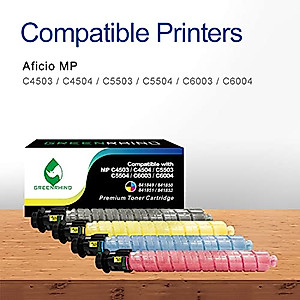 GREENRHINO Remanufactured (High Yield) Toner Cartridge Replacement for Ricoh MP C4503 MP C5503 MP C6003 MP C4504 MP C5504 MP C6004, 841849-841852 (1 Black, 1 Yellow, 1 Magenta, 1 Cyan, 4-Pack)