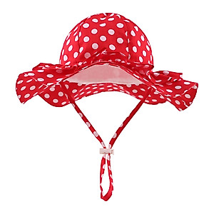 Zsedrut Baby Girls Sun Protective Hat Wide Brim Summer Bucket Cap Girls Sun Cap 1-4Years Old (1-2Years, Red)