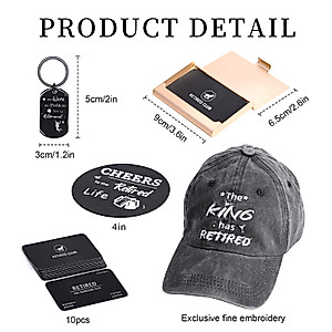 Karsspor 7 PCS Retirement Gifts for Men, Retirement Gift With Insulated Tumbler, Baseball Cap, Socks, Funny Business Cards, Leather Coaster, Key Chain, Great Retirement Gift For Retirees