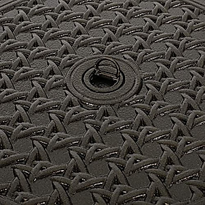 Christopher Knight Home Constance Outdoor 4 Seater Wicker Swivel Chair and Fire Pit Set, Dark Brown + Navy Blue + Hammered Bronze