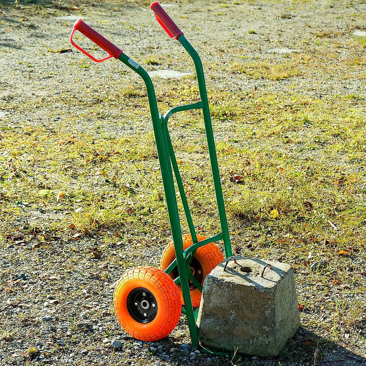 4.10 3.50-4 Tire and Wheel, 10 Inch Flat Free Tires 4 Pack with 5/8” Axle Bore Hole and Double Sealed Bearings, for Dolly Tires/Hand Truck Tires/Dump Cart Tires