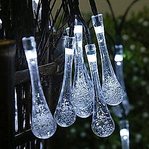 YQX-Solar String Lights Outdoor, LED Teardrop Fairy Tale Light Waterproof, Crystal Raindrop Holiday Decoration Lights, for Garden Patio Home Fences Party,White,100Light