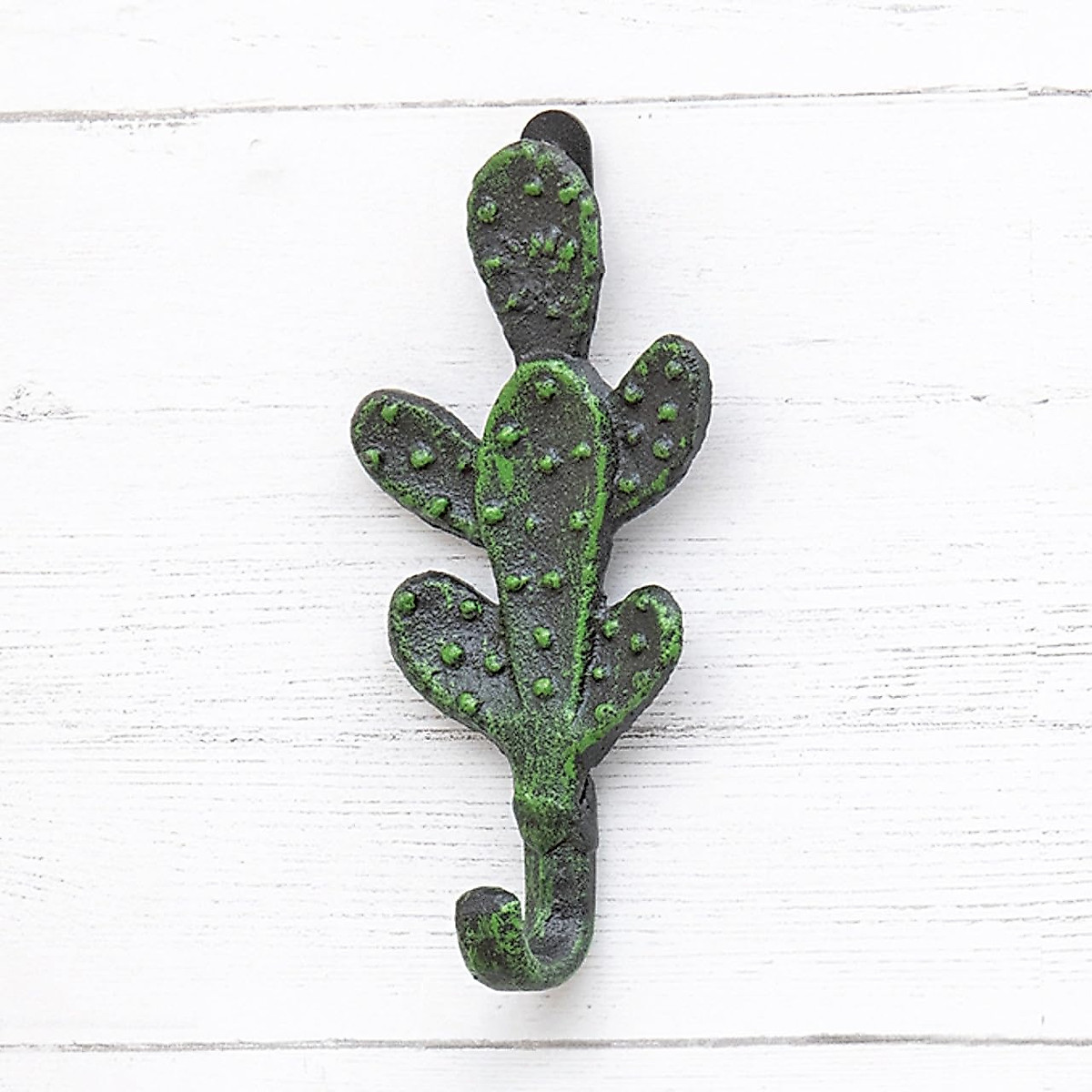 The Bridge Collection Cast Iron Cactus Hook for Wall - Metal Cactus Coat Rack for Southwestern, Desert, Boho Home Decor - Coat, Towel, Key Hook Prickly Pear Cactus Decor