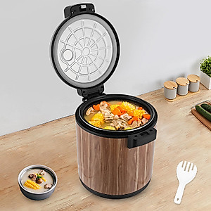 Commercial Rice Warmer 24.3QT/110CUP Portable Food & Rice Warmer Non-stick Inner Pot Electric Rice Warmer for Restaurant Party (Wood)