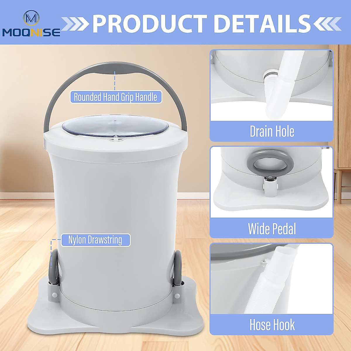 MOQNISE Manual Clothes Dryer 12L Portable Manual Clothes Dehydrator, Freestanding Non electric Laundry Dryer for Camping Business Trips Apartments and Dorms