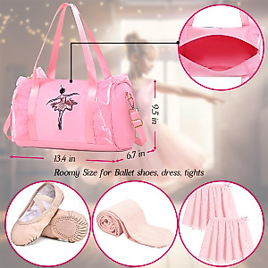 Dorlubel Cute Ballet Dance Bag Tutu Dress Bag with Key Chain for Girls (Pink2 of Long Mesh)