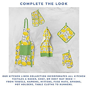 Kotton Culture Kitchen Linen Towel Set of 2 for Kitchen - 100% Cotton Dish Cloth Quick Dry Easy to Wash & Clean Printed Towel Pairs Home Farmhouse Decor (Lemon, 20 x 28 Inches)