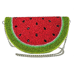 Mary Frances Summer Slice Beaded Watermelon Crossbody Clutch Handbag