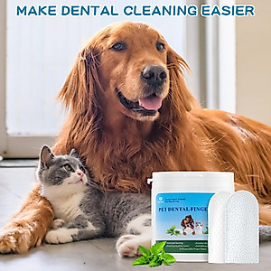 Morikey Dog Teeth Cleaning Wipes Nature Pet Dental Finger Wipes for Dogs Cats Remove Bad Breath,Reduce Plaque and Tartar Buildup Disposable Gentle Pet Dental Care-50Ct
