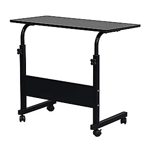 C Table with Wheels for Couch Bed Recliner, Side Table for Couch, Sofa Side Table Desk with Wheels, Tray Table Portable Side Table for Bed, Table Laptop Cart, Height Adjustable Coffee Snack Table
