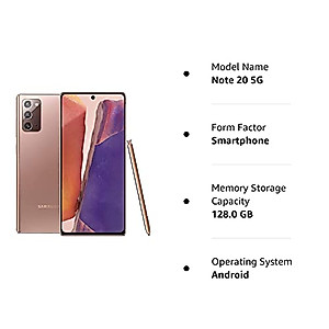 Samsung Electronics Galaxy Note 20 5G N981U Android Cell Phone, US Version, 128GB of Storage, Mobile Gaming Smartphone, Long-Lasting Battery, T-Mobile Locked - (Renewed)