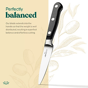 Olive Joy Paring Knife, Kitchen Knife with Sheath, Stainless Steel Vegetable Knife, 3.5" Small Knife with Gift Box and Knife Sheath Cover