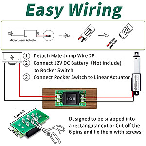 Micro Linear Actuator with Controller, 1.2" Stroke Small Electric Motion Actuator 12V DC, 64N/14.4lb, Speed 0.6inch/s, w/Mounting Brackets, Rocker Switches, for Sofa Recliner TV Table Cabinet Window