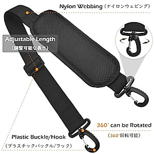 TRIWONDER Bag Shoulder Strap Replacement Adjustable Shoulder Strap with Padded Metal Hooks for Tactical Pouch Shoulder Bag Luggage Duffel Bag Laptop Case Crossbody Bag Pet Carrier(Black)