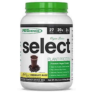 PEScience Select Vegan Plant Based Protein Powder, Chocolate, 27 Serving, Pea and Brown Rice Blend
