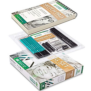 Norberg & Linden Drawing Set - Sketching and Charcoal Pencils - 100 Page Drawing Pad, Kneaded Eraser. Art Kit and Supplies for Kids, Teens and Adults