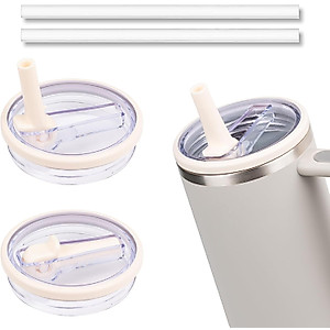 2-pc 40 ounce drum cover replacement for Stanley Cup, Stanley leak proof cover, straw cover replacement for Stanley Cup, and reusable drum cover for Stanley Cup (white*2)