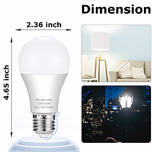 HengBo LED Light Bulbs 100 Watt Equivalent, 6500K Daylight 1200LM White Light Bulb, 12W Non-Dimmable, E26 E27 Standard Medium Base Bulb for Bathroom, Kitchen, Living Room (Pack of 4)