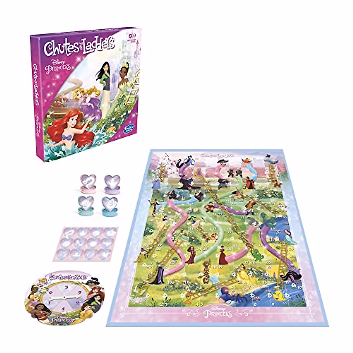 Hasbro Gaming Chutes and Ladders: Disney Princess Edition Board Game for Kids Ages 3 and Up, Preschool Game for 2-4 Players (Amazon Exclusive)