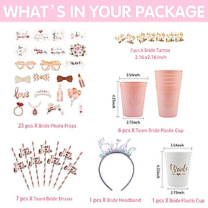 HYOWCHI Bachelorette Party Favors - Bachelorette Party Decorations Include Bride Sash, Sunglasses, Makeup Bags, Cups, Koozies, Photo Props, Headband, Scrunchies, Bridal Shower Decorations Supplies