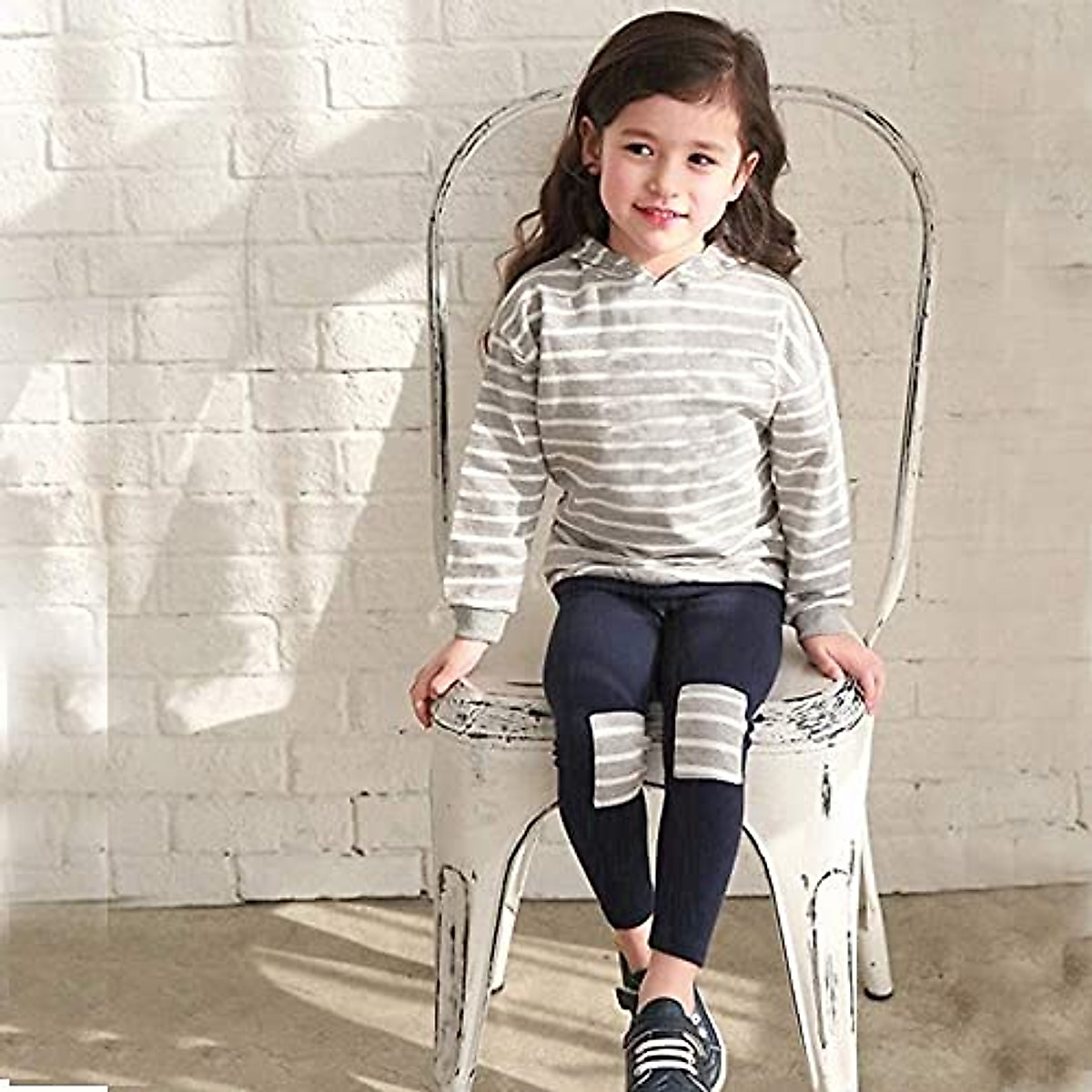 MODNTOGA Toddler Kids Girl Striped Long Sleeve Hoodie Pants Outfits Winter Sweatpants for 2-6Y (Gray, 120 (5T))