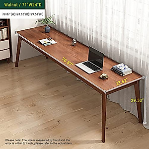 NELYE Mid-Century Long Desk Table - 71 Inches Wood Simple Modern Extra-Long 2-Person Computer Workstation for Home Office Work, Walnut, 71" W x 24" D x 30" H