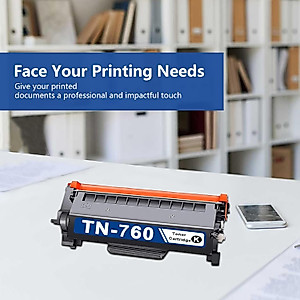 TN-760 TN760 High Yield Toner Cartridge Replacement for Brother TN 760 Toner Cartridge Black for DCP-L2550DW MFC-L2710DW MFC-L2750DW HL-L2350DW HL-L2370DW HL-L2390DW Printer(2-Pack)