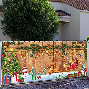 Buryeah 6 x 13 ft Christmas Banner Garage Door Decorations Large Garage Door Cover Christmas Photo Backdrop for Indoor Outdoor Home Holiday Party(Reindeer Style)