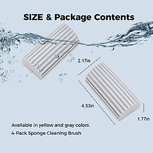 Jeymei 4-Pack Damp Clean Duster Sponge, Sponge Cleaning Brush, Duster for Cleaning Blinds, Glass, Baseboards, Vents, Railings, Mirrors,Window Track Grooves and Faucets（Gray）