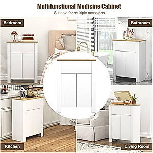 Mepplzian Bathroom Storage Cabinet, Floor Cabinet with Large Drawer and Adjustable Shelf, Free-Standing Cupboard for Kitchen/Living Room/Bathroom Use, White 23.6" L x 11.8" W x 31.5" H, White