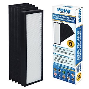 VEVA Premium HEPA Replacement Filter 1 HEPA / 4 Activated Carbon Pre Filters Compatible with Germ Guardian Filter B Air Purifier AC4300/AC4800/AC4900/AC4825/AC4820 and FLT4825