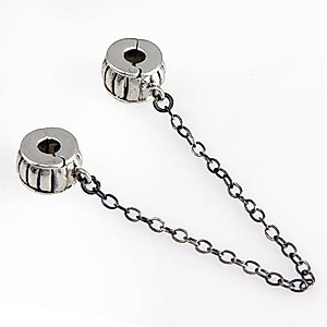 Safety Chain Clip Clasp Charm for Pandora Bracelet Antique 925 Sterling Silver Lock Stopper Beads