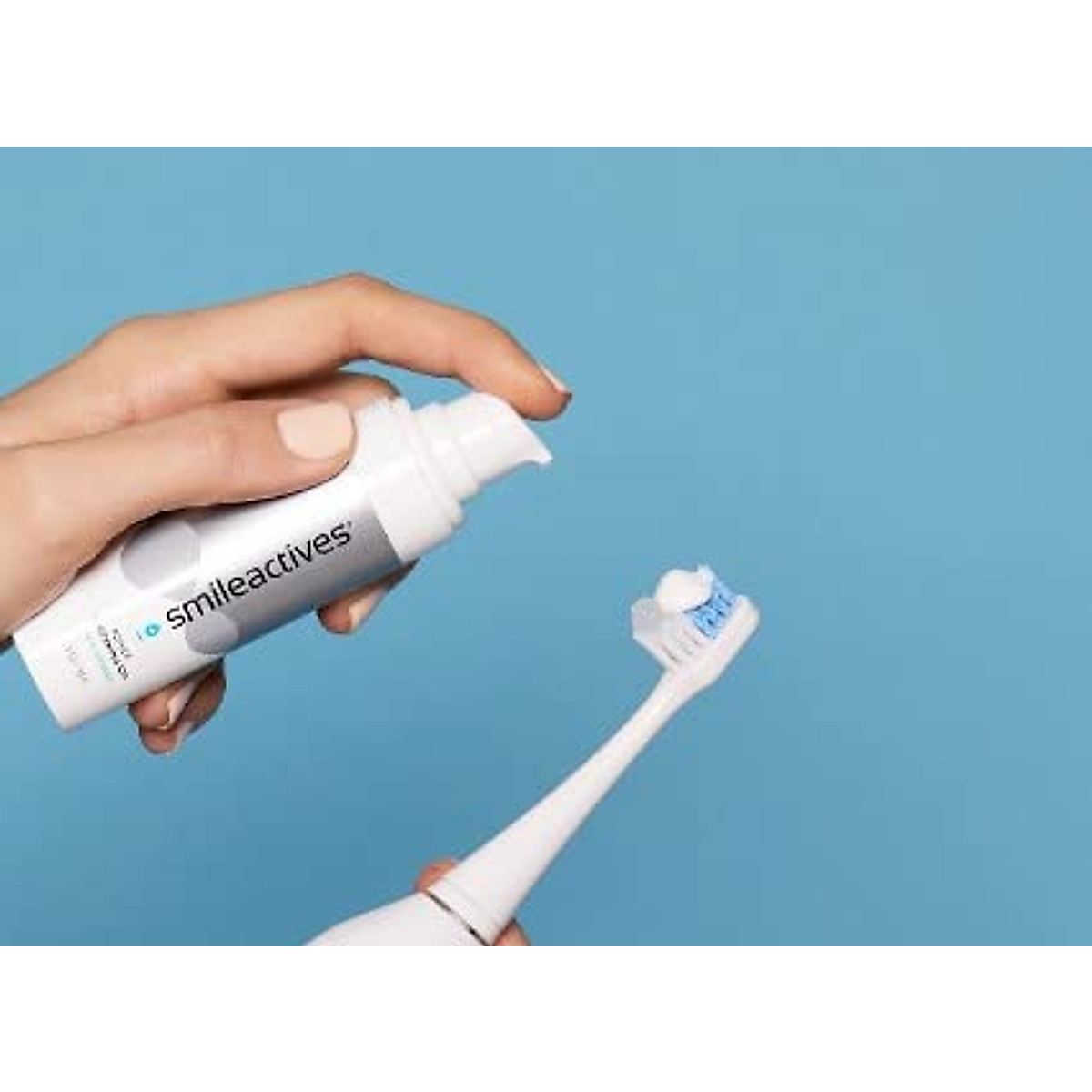 Smileactives Vibrite Sonic Electric Toothbrush Heads, 3 White/Blue Replacement Brush Heads with Firm Tip Bristles for Teeth Whitening and Cleaning, Helps Remove Plaque (Not Compatible w/Wave Version)