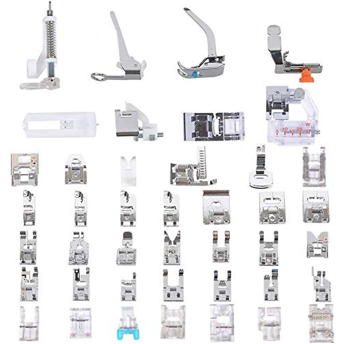 eoocvt 42pcs Domestic Sewing Machine Presser Feet Set for Brother, Babylock, Singer, Janome, Elna, Toyota, New Home, Simplicity, Necchi, Kenmore, and White Low Shank Sewing Machines